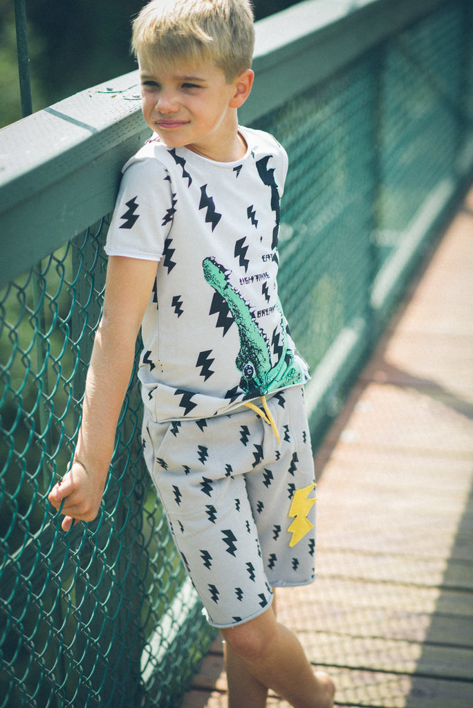 Gator Lightning for Breakfast Romper by: Mini Shatsu