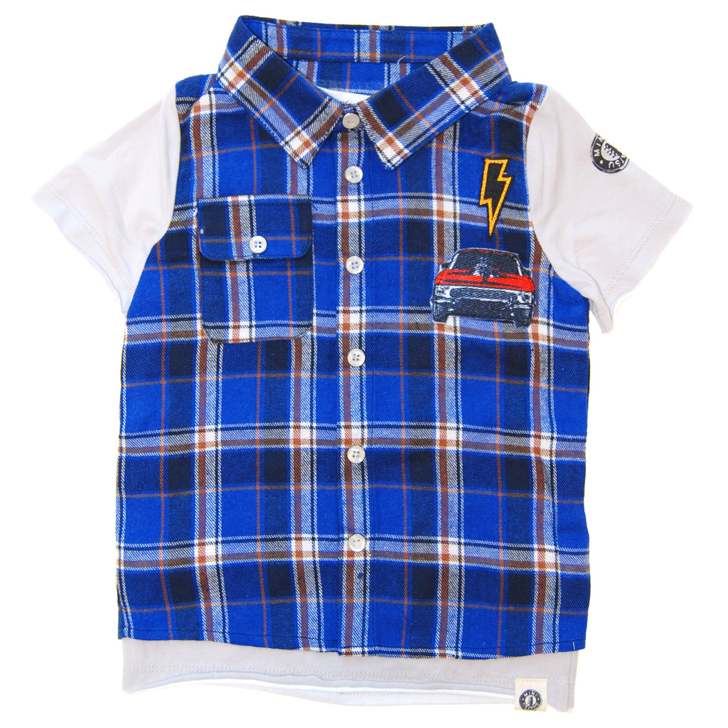 Grease Monkey Real Plaid Vest Baby T-Shirt by: Mini Shatsu